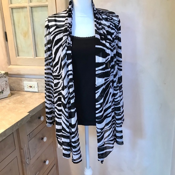 Tops | Zebra Striped Semisheer Cover | Poshmark